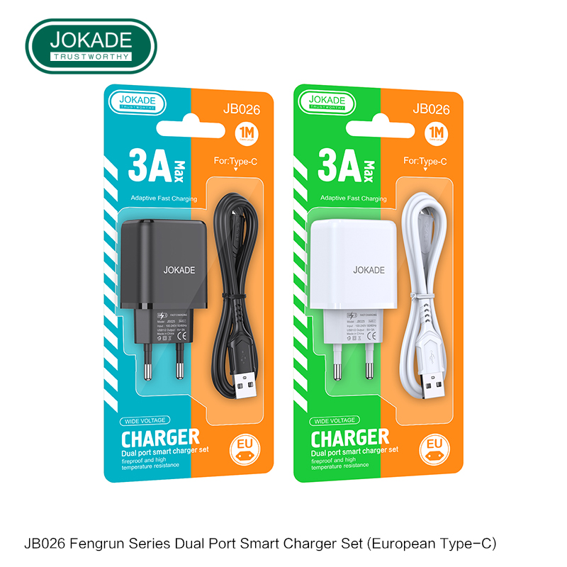 Зарядні пристрої :: Мережеві зарядні пристрої :: JOKADE JB026 Dual port with cable Type-C Black